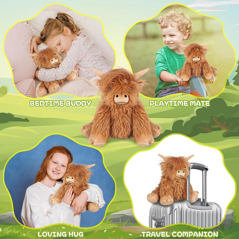 SuzziPals Highland Cow Stuffed Animals, Microwavable Stuffed Animals H ...